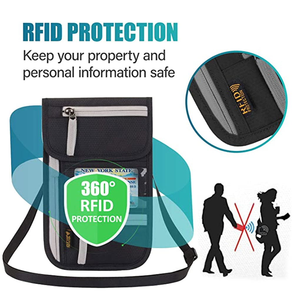 Polyester 1065 Sling Passport ID Holder Organizer With RFID Protection ...