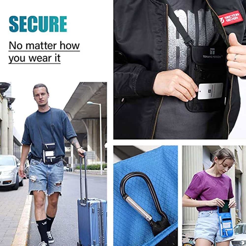 Polyester 1065 Sling Passport ID Holder Organizer With RFID Protection ...