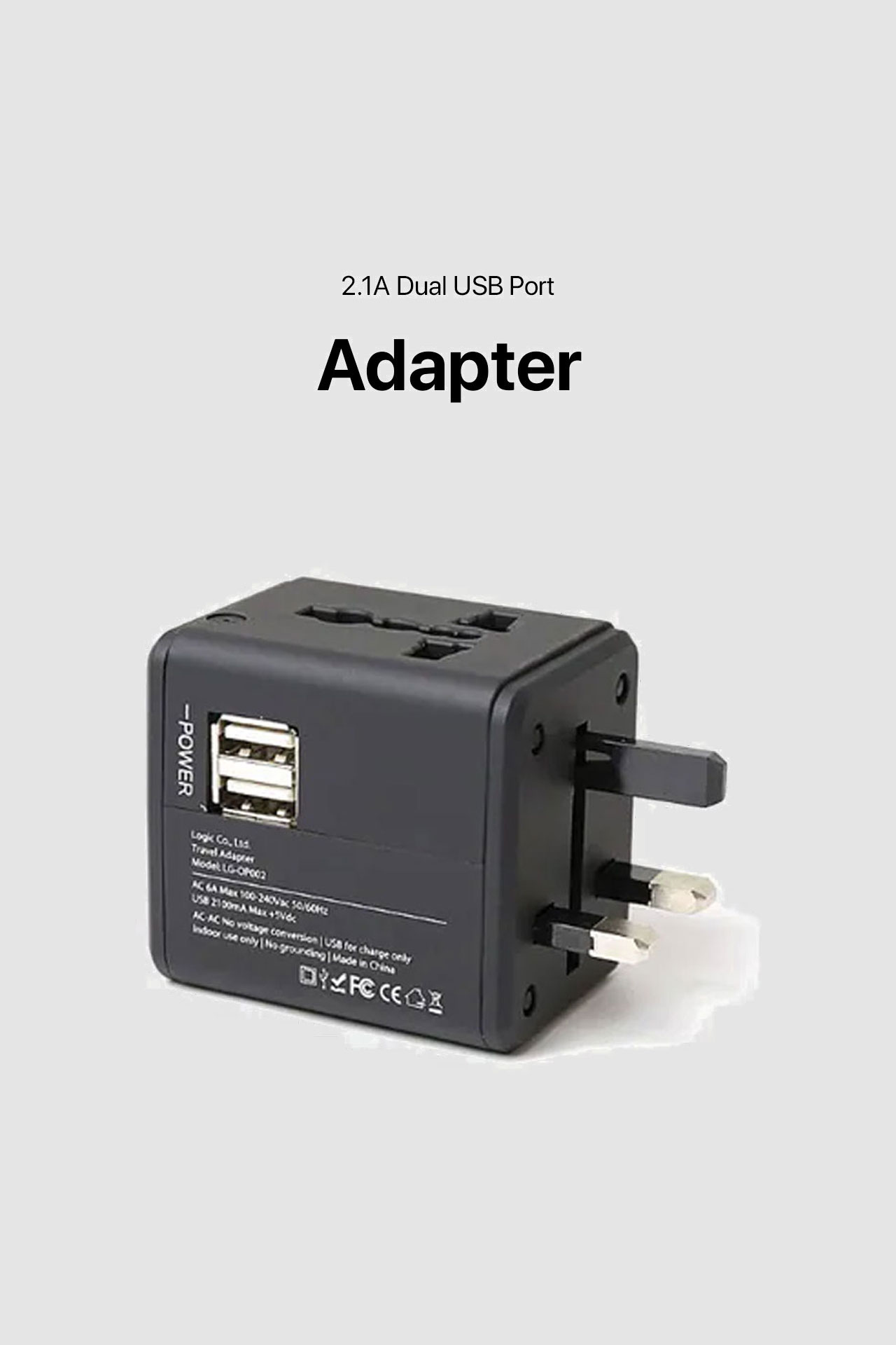 Universal Travel Adapter With 2.1A Dual USB Port | Memoxpress Online