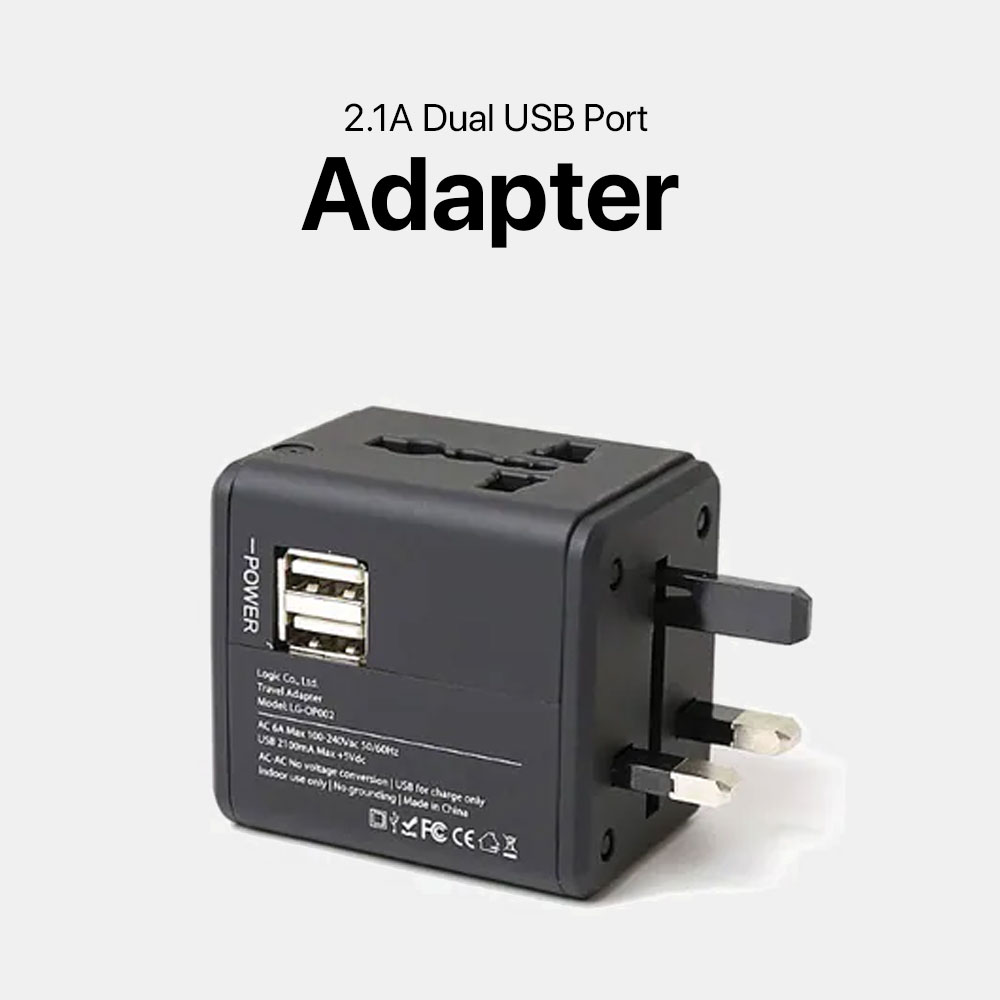 Universal Travel Adapter With 2.1A Dual USB Port – Black | Memoxpress ...